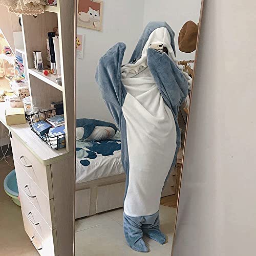 KEOJI Shark Blanket Adult - Wearable Shark Blanket Super Soft Cozy Flannel Hoodie Adult Cosplay Shark Costume Shark Gifts for Shark Lovers (67inX27.5in(M))