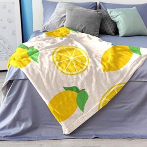 Fleece Throw Blanket for Couch Sofa or Bed Cozy Soft Blankets Yellow Fresh Lemons Summer