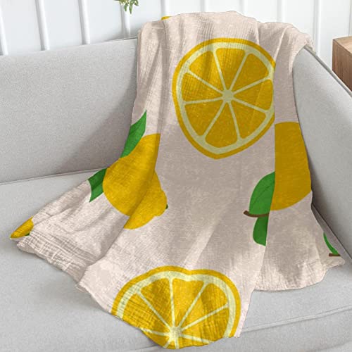 Fleece Throw Blanket for Couch Sofa or Bed Cozy Soft Blankets Yellow Fresh Lemons Summer