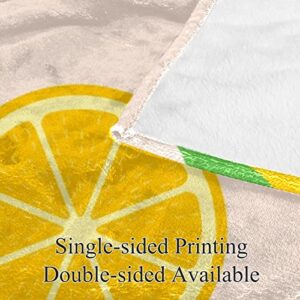 Fleece Throw Blanket for Couch Sofa or Bed Cozy Soft Blankets Yellow Fresh Lemons Summer