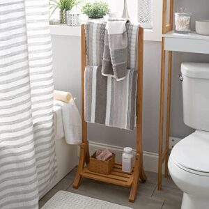 Organize It All Freestanding Bamboo Towel Rack | 3 Tier Bars | Bathroom Organization | Storage Shelf