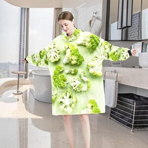 Vegetable Plant Broccoli Wearable Blanket Hoodie,Oversized Hooded Blanket Sweatshirt