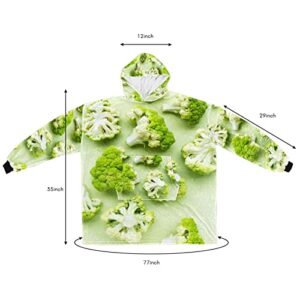 Vegetable Plant Broccoli Wearable Blanket Hoodie,Oversized Hooded Blanket Sweatshirt