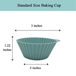 Vethwal Reusable Silicone Baking Cups, 12 Pack Cake Molds, Food Grade, Non-Toxic, BPA Free, Dishwasher Safe