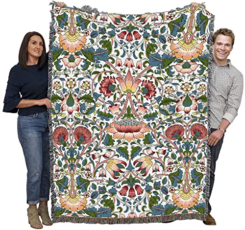 Pure Country Weavers William Morris Lodden Blanket - Arts & Crafts - Gift Tapestry Throw Woven from Cotton - Made in The USA (72x54)