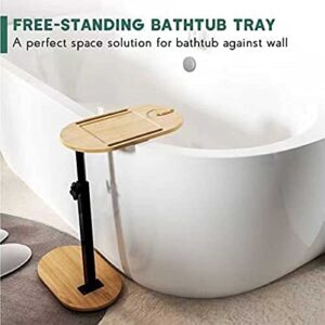 Bathtub Tray, Bamboo Bath Tray, Freestanding Bath Caddy Tray for Tub Against Wall, Adjustable Height, for Couples Wedding Gifts for Her Mom