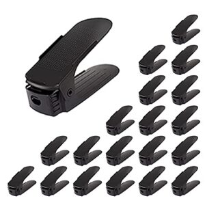 yy yearchy shoe slots organizer for closet organization, 20 pack adjustable 3 level shoe space saving, double layer shoe slot stacker organizer holder for closet(black)