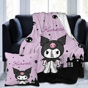 2pcs 60x50 inches cute blanket soft throw blanket-fluffy, warm, comfy, plush pillow covers 18 * 18inch