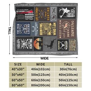 Deer Hunting Camo American Flag Blanket Hunter Gifts for Men Women Funny Hunting Blanket for Men Super Soft Bedding Fuzzy Throw Blanket