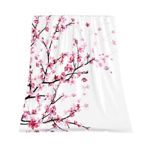 pink floral ultra-soft micro fleece blanket durable keeps warm the office blanket for all seasons and scene 60x50 inch