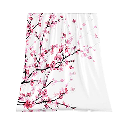 Pink Floral Ultra-Soft Micro Fleece Blanket Durable Keeps Warm The Office Blanket for All Seasons and Scene 60x50 Inch