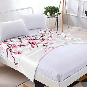 Pink Floral Ultra-Soft Micro Fleece Blanket Durable Keeps Warm The Office Blanket for All Seasons and Scene 60x50 Inch