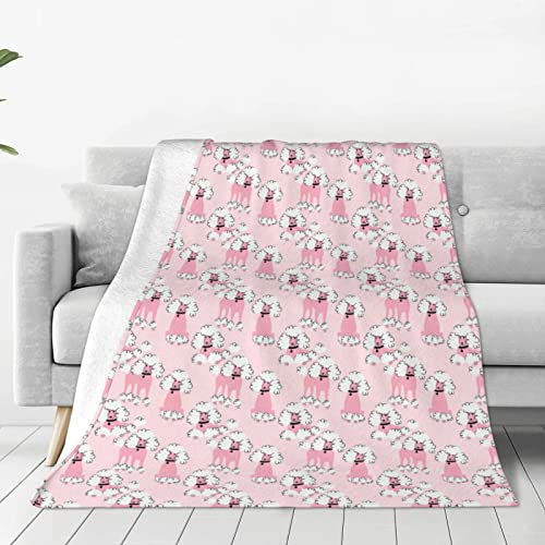 Pink Poodle Dog Cute Art Full Fleece Throw Cloak Wearable Blanket Flannel Fluffy Comforter Quilt Nursery Bedroom Bedding King Size Plush Soft Cozy Air Conditioner Blanket