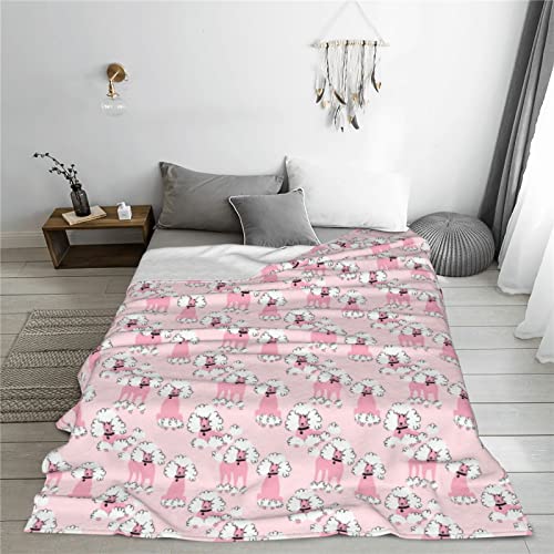 Pink Poodle Dog Cute Art Full Fleece Throw Cloak Wearable Blanket Flannel Fluffy Comforter Quilt Nursery Bedroom Bedding King Size Plush Soft Cozy Air Conditioner Blanket