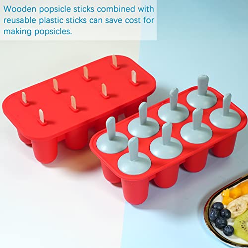 Miaowoof Homemade Popsicles Molds, Silicone Ice Popsicle Maker, Ice Pop Molds with 50 Popsicle Sticks, 50 Popsicle Bags, 8 Reusable Popsicle Sticks, Funnel