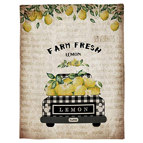 Heart Pain Soft Flannel Fleece Blanket Farm Lemon Harvest Truck Breathable Throw Blanket Vintage Newspaper Cozy Blanket for Couch Sofa Bed Living Room Suitable for All Season - 40x50 inch