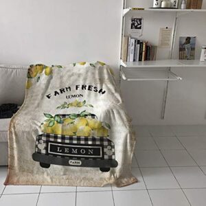 Heart Pain Soft Flannel Fleece Blanket Farm Lemon Harvest Truck Breathable Throw Blanket Vintage Newspaper Cozy Blanket for Couch Sofa Bed Living Room Suitable for All Season - 40x50 inch