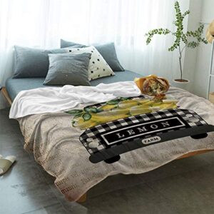 Heart Pain Soft Flannel Fleece Blanket Farm Lemon Harvest Truck Breathable Throw Blanket Vintage Newspaper Cozy Blanket for Couch Sofa Bed Living Room Suitable for All Season - 40x50 inch