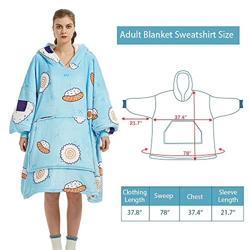 tramobe Blanket Hoodie Wearable Blanket Adult,Oversized Sherpa Blanket Sweatshirt with Giant Pocket and Sleeves,Warm Plush Hooded Blanket for Women & Men