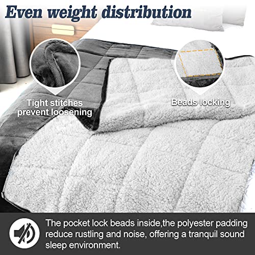 Topblan Sherpa Fleece Weighted Blanket 12lbs, Double Sided with Fuzzy Fleece and Shaggy Sherpa to Help with Better Sleep, 48x72 inches, Grey & White