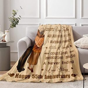 Basiole 55th Anniversary Wedding Gifts for Couple, 55th Anniversary Blanket, Best 55 Anniversary for Husband Wife Parents Gifts, Gift for 55 Years of Marriage Decor Throw Blankets 50"X60"