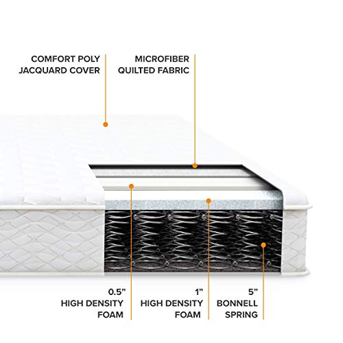 Best Price Mattress 6 Inch Tight Top Innerspring Mattress - Comfort Foam Top with Bonnell Spring Base, CertiPUR-US Certified Foam, Full, White