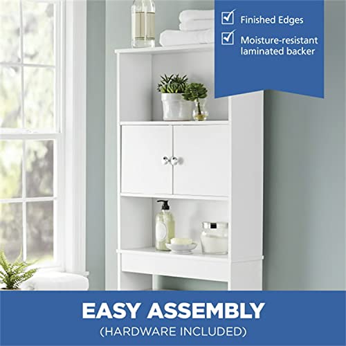 White 23 in. W Bathroom Space Saver Cabinet with 3 Fixed Shelves, Over The Toilet Storage