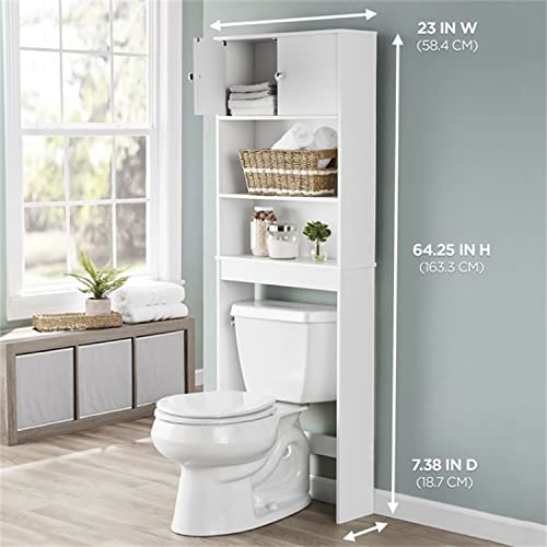 White 23 in. W Bathroom Space Saver Cabinet with 3 Fixed Shelves, Over The Toilet Storage