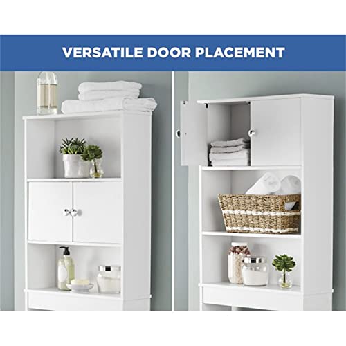 White 23 in. W Bathroom Space Saver Cabinet with 3 Fixed Shelves, Over The Toilet Storage