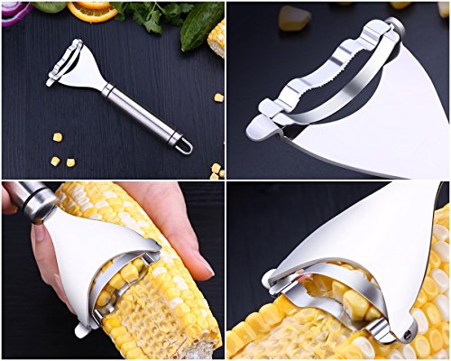 Corn Peeler, Magic Corn stripper for corn on the cob remover tool,Stainless steel multifunctional Kitchen Grips Corn planer Cob Cutter kernels, with Hand Protect