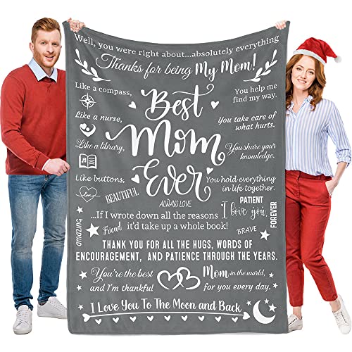 Best Mom Ever Gifts for Mom, Mothers Day Blankets from Daughter Son, Letter Warm Soft Throw Blankets for Mom, Best Mom Ever Blankets, Mom Gifts for Birthday, Mothers Day, 50" x 70"