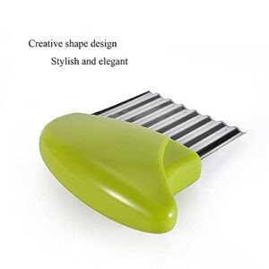 Crinkle Cutter, Stainless Steel Waffle Fry Cutter, Wavy Chopper for Veggies Potato Carrots Butter Lettuce, 2 PCS(Green and Blue)