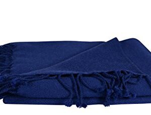 Peach Couture Home Collection Luxuriously Warm and Soft Cashmere Throw Blanket 50 x 60 in (Royal Blue)