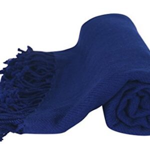 Peach Couture Home Collection Luxuriously Warm and Soft Cashmere Throw Blanket 50 x 60 in (Royal Blue)