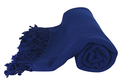 Peach Couture Home Collection Luxuriously Warm and Soft Cashmere Throw Blanket 50 x 60 in (Royal Blue)