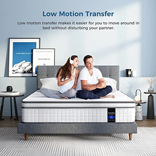 Inofia Full Size Mattress, 10 Inch Full Mattress in a Box, Cool Memory Foam and Innerspring Hybrid Mattress, Breathable Comfortable Mattress, Supportive & Pressure Relief, Full Mattress