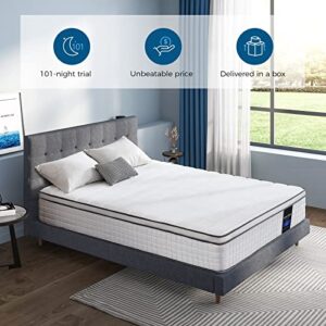 Inofia Full Size Mattress, 10 Inch Full Mattress in a Box, Cool Memory Foam and Innerspring Hybrid Mattress, Breathable Comfortable Mattress, Supportive & Pressure Relief, Full Mattress