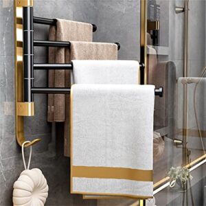 FCMLD Rotary Towel Rack Light Luxury Black Gold Punch-Free Bathroom Aluminium Activity Folding Organizer Shelf Hanging Wall Shelves (Color : 2, Size