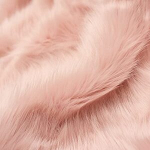 Pink Faux Fur Throw Blanket, Luxury Modern Blush Home Throw Blanket, Super Warm, Fuzzy, Elegant, Fluffy Thick Heavy Decoration Blanket Scarf for Sofa, Couch and Bed, 60''x 80''