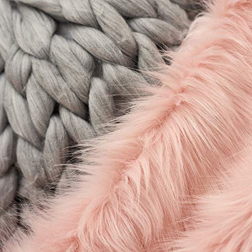 Pink Faux Fur Throw Blanket, Luxury Modern Blush Home Throw Blanket, Super Warm, Fuzzy, Elegant, Fluffy Thick Heavy Decoration Blanket Scarf for Sofa, Couch and Bed, 60''x 80''