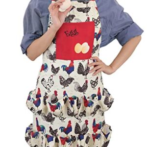 Foxyoo Egg Apron for Fresh Eggs,Egg Collecting Apron with 14 Deep Pockets,Chicken Egg Apron for Women,Egg Baskets Holder Apron-Full Body Style