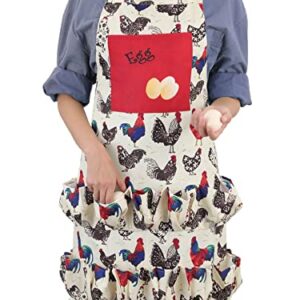 Foxyoo Egg Apron for Fresh Eggs,Egg Collecting Apron with 14 Deep Pockets,Chicken Egg Apron for Women,Egg Baskets Holder Apron-Full Body Style