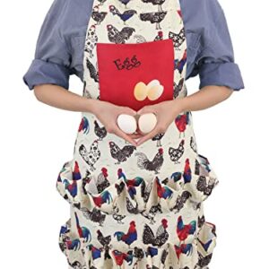 Foxyoo Egg Apron for Fresh Eggs,Egg Collecting Apron with 14 Deep Pockets,Chicken Egg Apron for Women,Egg Baskets Holder Apron-Full Body Style