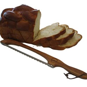 BREAD SLICER ISLICE.ca Serrated Bread Knife - Solid Oak Bow Bread Cutter for Homemade Bread - 17 inch - Easy Grip Handle For Slicing Bagels, Sourdough Loaf, Baguette - Premium Kitchen Gift