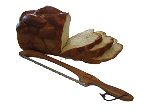 BREAD SLICER ISLICE.ca Serrated Bread Knife - Solid Oak Bow Bread Cutter for Homemade Bread - 17 inch - Easy Grip Handle For Slicing Bagels, Sourdough Loaf, Baguette - Premium Kitchen Gift