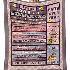 Cobakuey Christian Gifts for Women Men Blanket 60"X 50" - Christian Religious Inspirational Gifts,Jesus Religious Love Christ Spiritual Faith Blanket for Women,Mother's Day Appreciation Gift