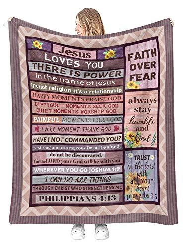 Cobakuey Christian Gifts for Women Men Blanket 60"X 50" - Christian Religious Inspirational Gifts,Jesus Religious Love Christ Spiritual Faith Blanket for Women,Mother's Day Appreciation Gift