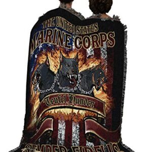 Pure Country Weavers US Marine Corps - The Devil Dog Semper Fidelis Blanket - Gift Military Tapestry Throw Woven from Cotton - Made in The USA (72x54)