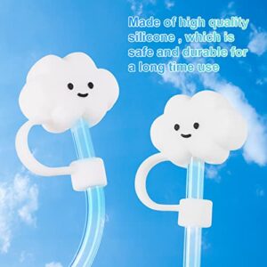 2pcs Straw Covers for Reusable Straws, Cute Straw Covers Cap Silicone Straw Tips Lids Dust-Proof Cloud Straw Covers Cap Straw Toppers for Sippy Cups with 8mm Diameter Straws (NOT for Stanley Straws)