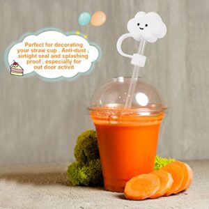 2pcs Straw Covers for Reusable Straws, Cute Straw Covers Cap Silicone Straw Tips Lids Dust-Proof Cloud Straw Covers Cap Straw Toppers for Sippy Cups with 8mm Diameter Straws (NOT for Stanley Straws)